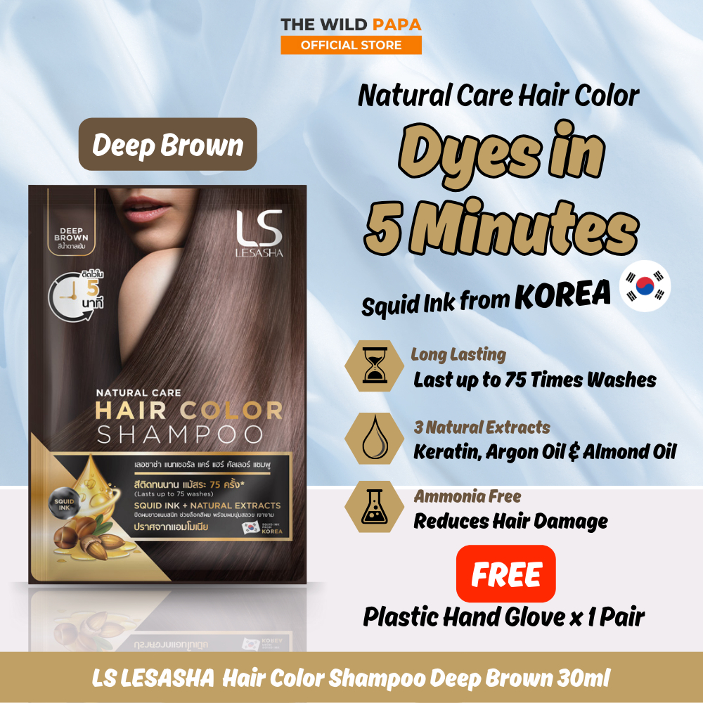 LS LESASHA Natural Care Hair Colour Shampoo (Deep Brown) 30ml Free ...