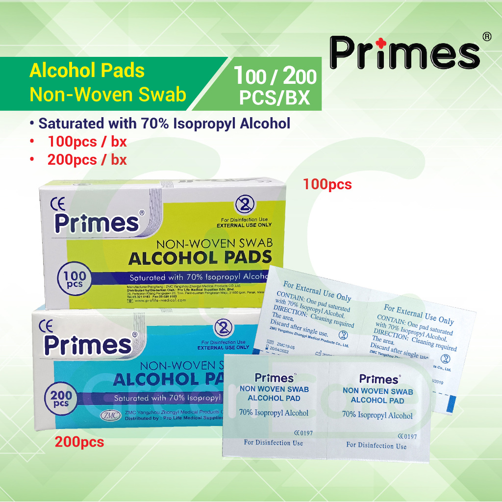 Primes Non-Woven Swabs Alcohol Pads (saturated with 70% Isopropyl ...