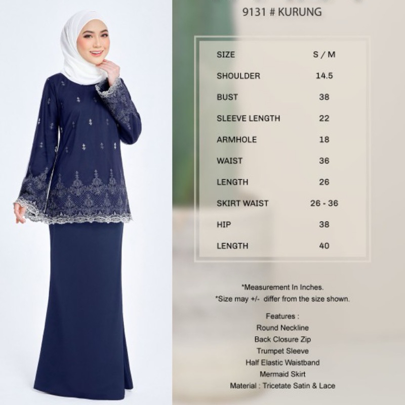(S-XL) ROYAL BLUE / NAVY BLUE TEMA COLOR BAJU KURUNG DRESS MODERN ...