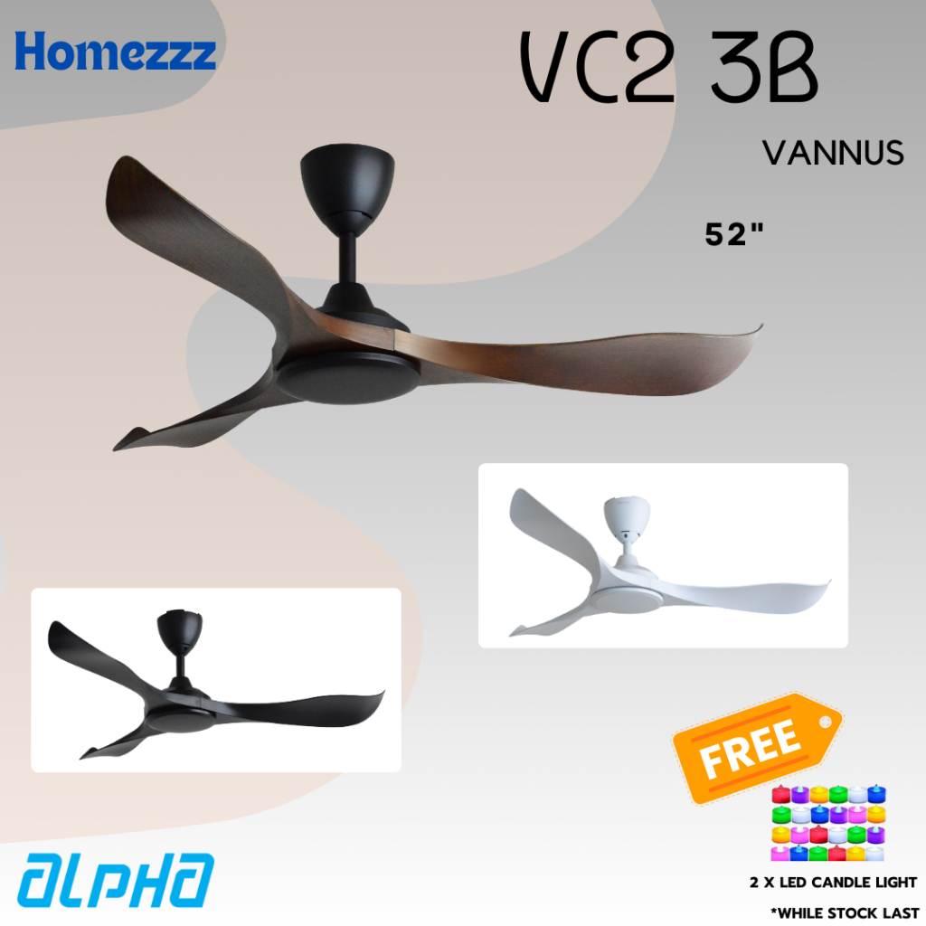 ALPHA Vannus - VC2 3B 52 Inch DC Motor Ceiling Fan with 3 Blades (6 ...