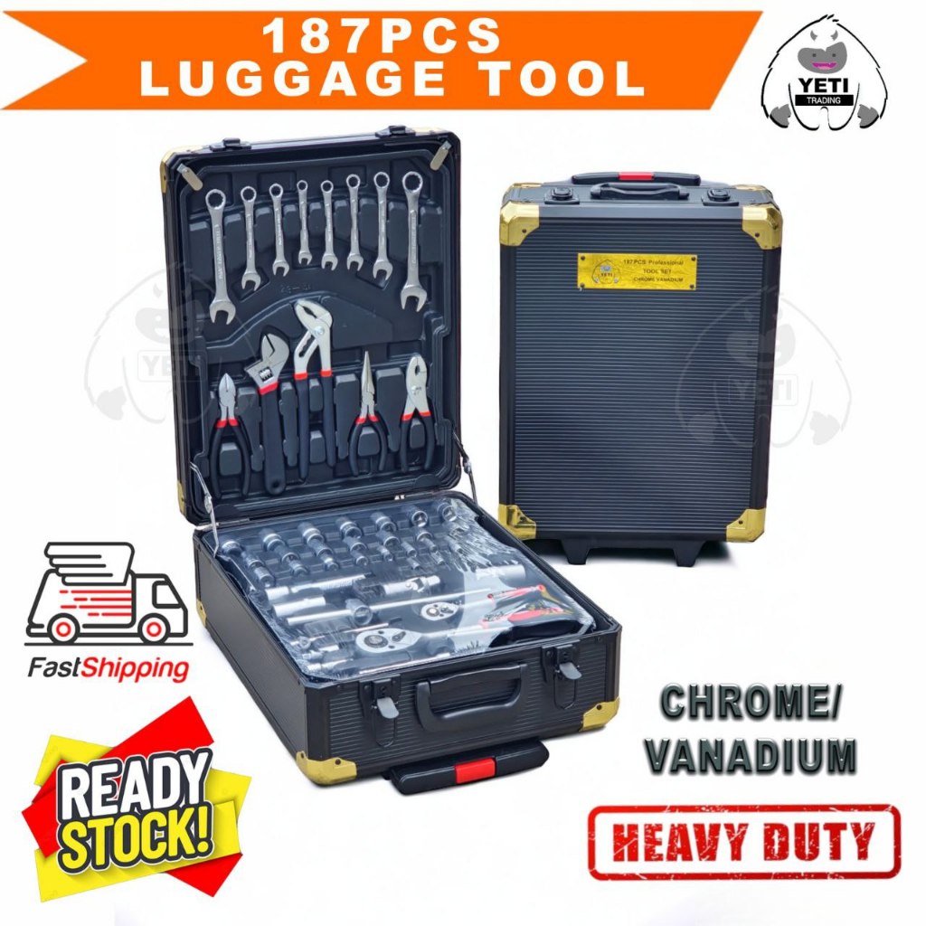 187pcs Tool Set Hand Tools Box Socket Set With Luggage Tool Box CRV T ...