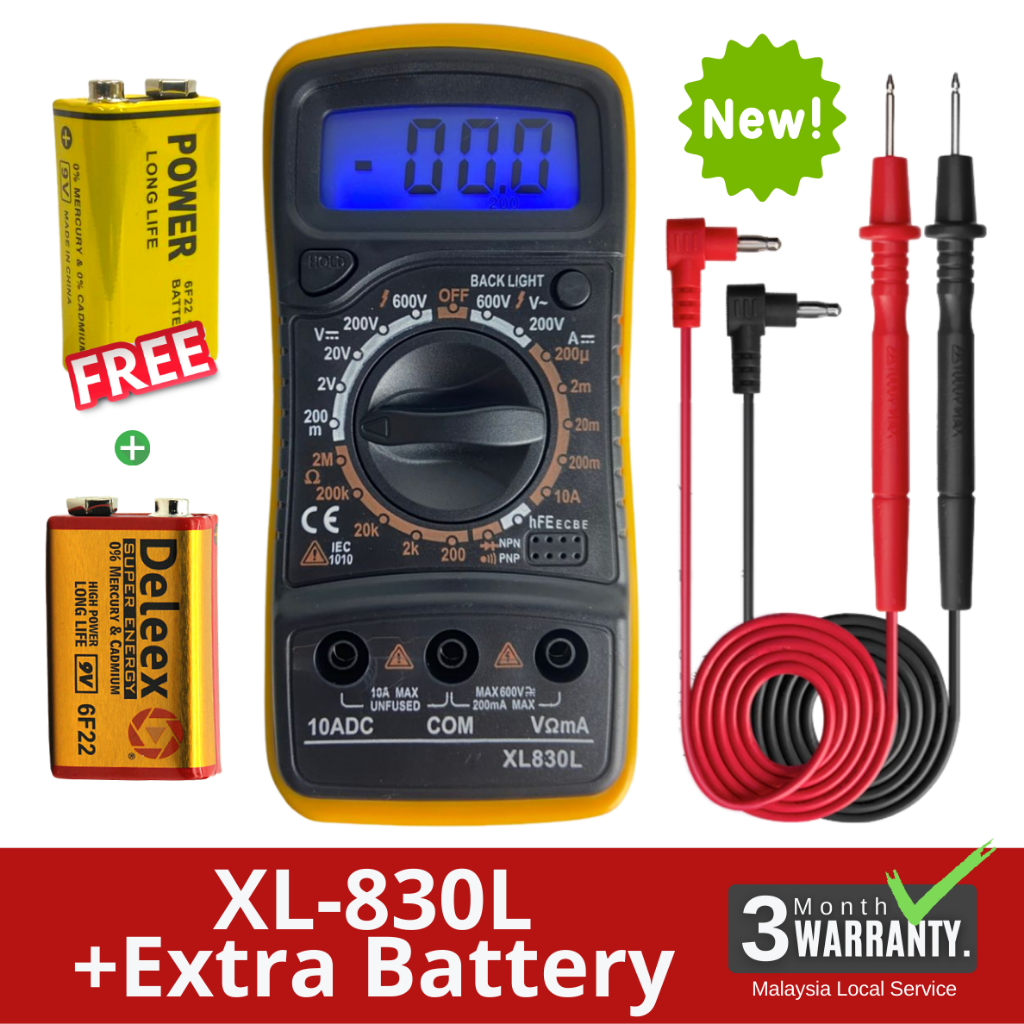 XL-830L Digital Multimeter with LCD Backlight AC/DC Voltmeter Ammeter ...