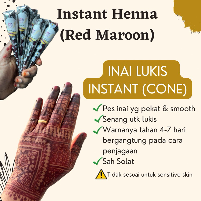 INSTANT HENNA CONE (20-22g) [LONG LASTING INSTANT HENNA🔥] | Shopee Malaysia