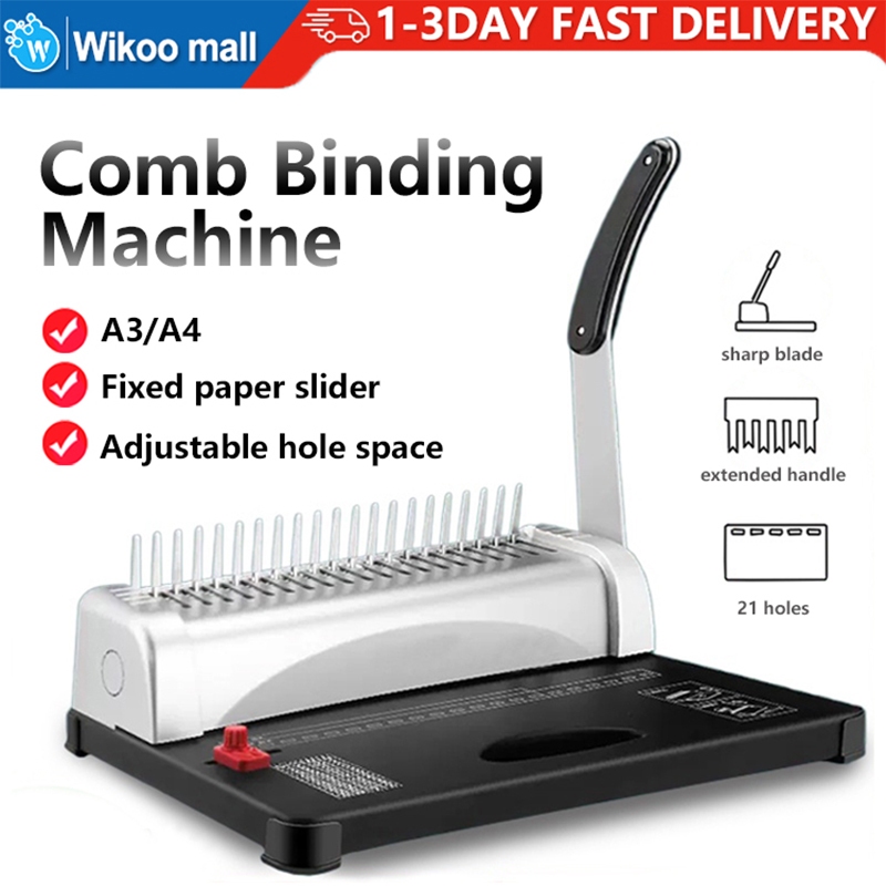 Comb Binding Machine A4/A3 Size Office 21 Hole Heavy Duty Binder Machine Wire Binding Machine ...