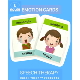 BOLEH 12pcs Kad Emosi (Dwi Bahasa dan Laminate), Emotion Flash Card for ...
