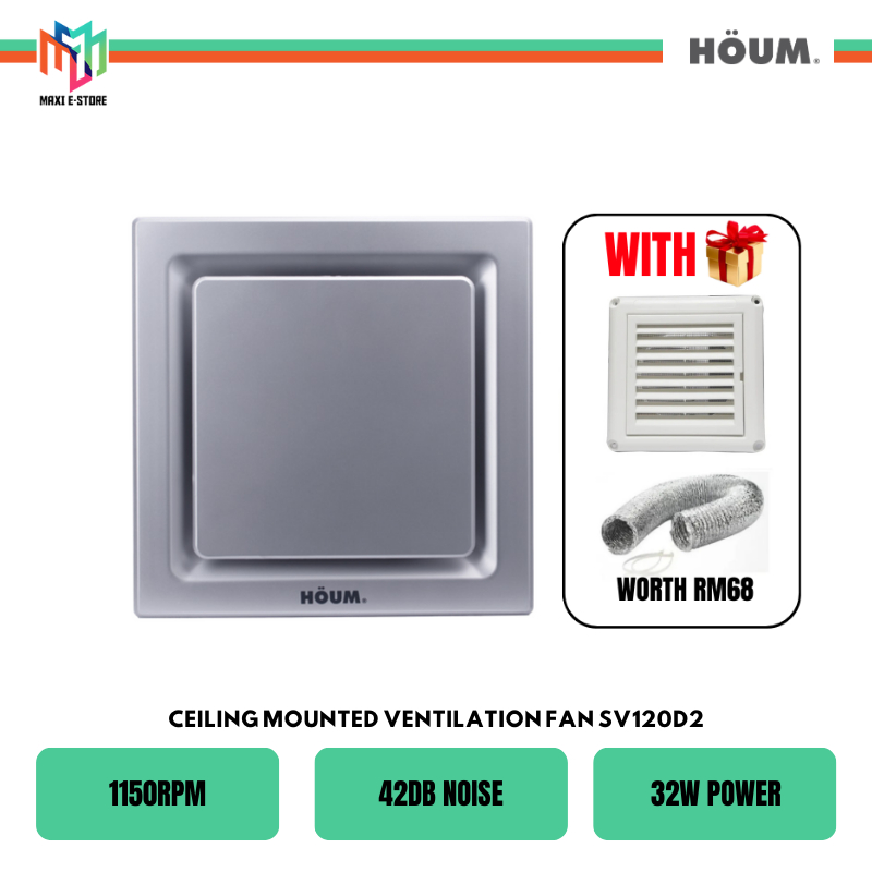 Houm Round / Square Ceiling Mounted Ventilation Exhaust Fan 4 Inch SV90 ...