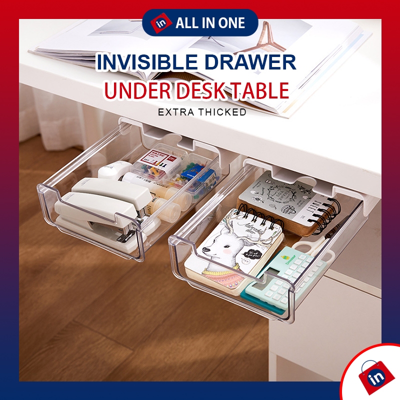 Extra Thicked Invisible Drawer Hidden Storage under Desk Table ...