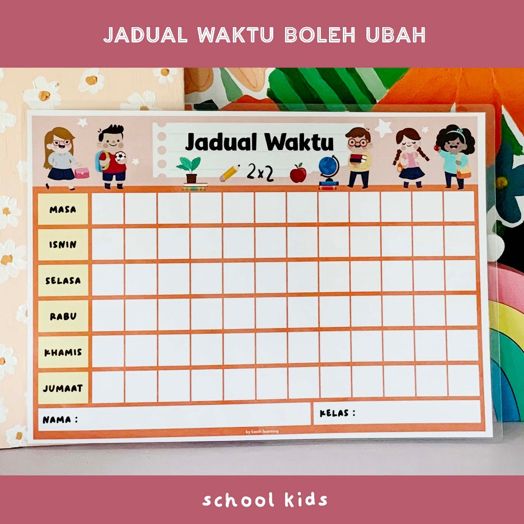 Jadual Waktu Kelas Boleh Padam Ubah Laminate Saiz A4 | Shopee Malaysia
