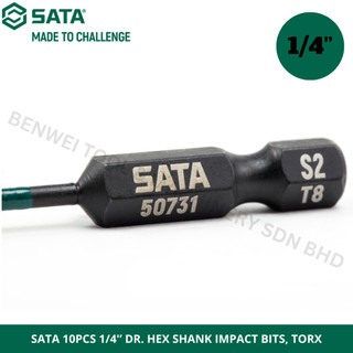 SATA 10PCS 1/4'’ DR. HEX SHANK IMPACT BITS, TORX / ALLEN KEY STAR / T8 ...
