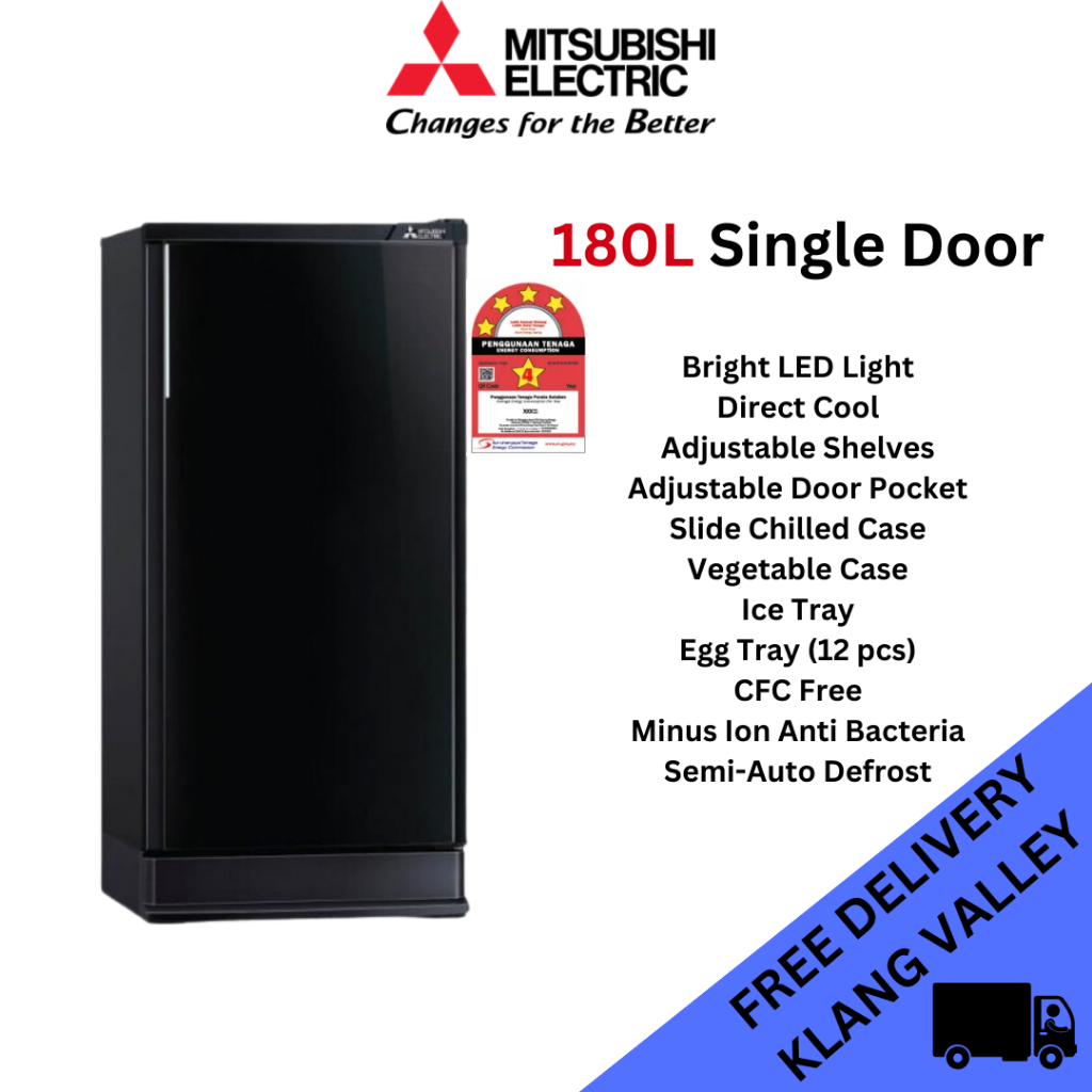 Mitsubishi Fridge Single Door Fridge 180L MR18PA-OB Fridge Inverter ...