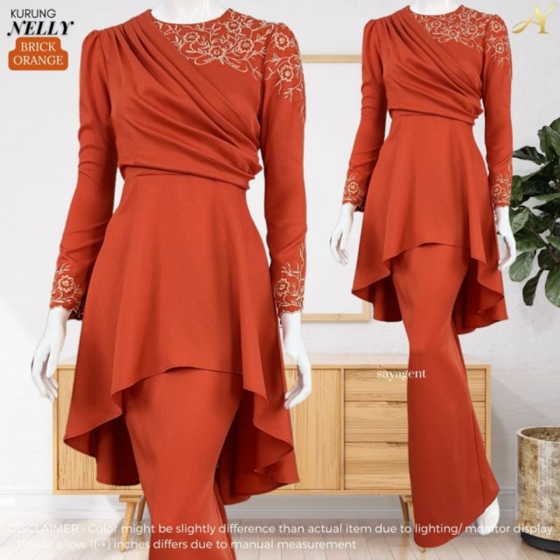 (NO COD) Baju kurung drape moden Sulam 🔸Nelly Baju raya viral 2024 baju ...
