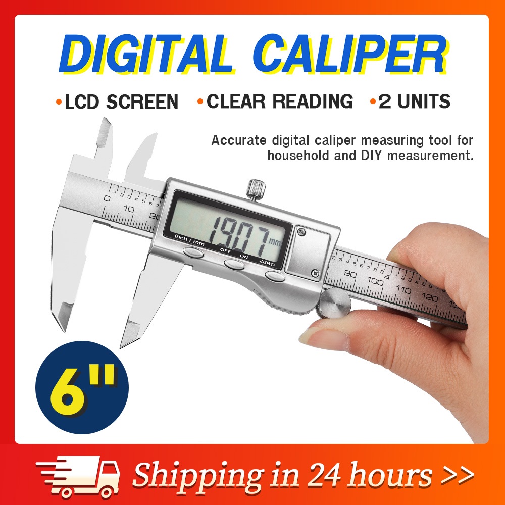MANSOON⚡150mm Vernier Caliper LCD Digital Caliper Electronic Carbon ...