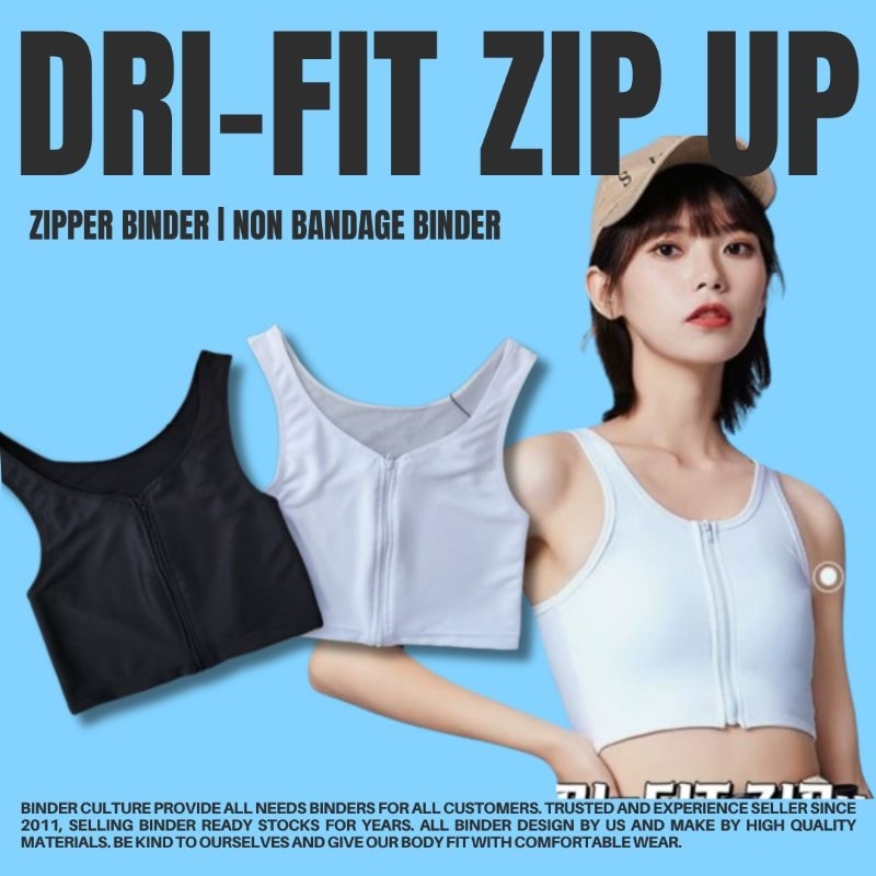 Dri-FIT ZIPuP[ZIP]binder sport bra binder chest binder non bandage ...