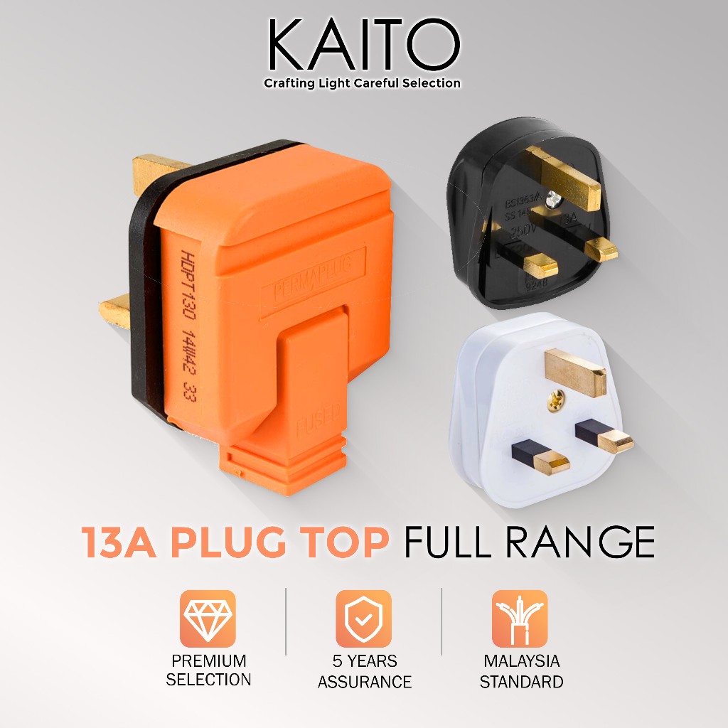 KAITO SIRIM 13A Soket Plug 3 Pin Plug Top Heavy Duty 13Amp Fused Kepala ...