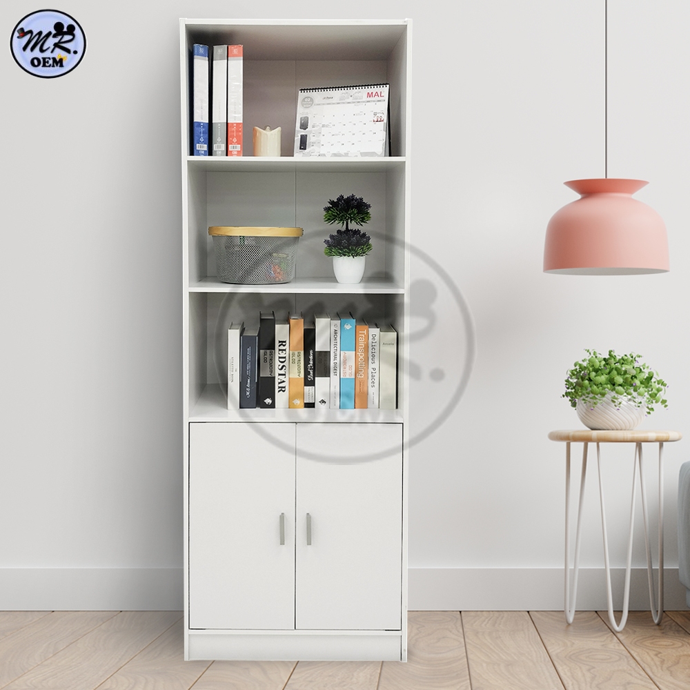 MR OEM 4 Compartment with Door Multipurpose 5 Tier Bookshelf Cabinet ...