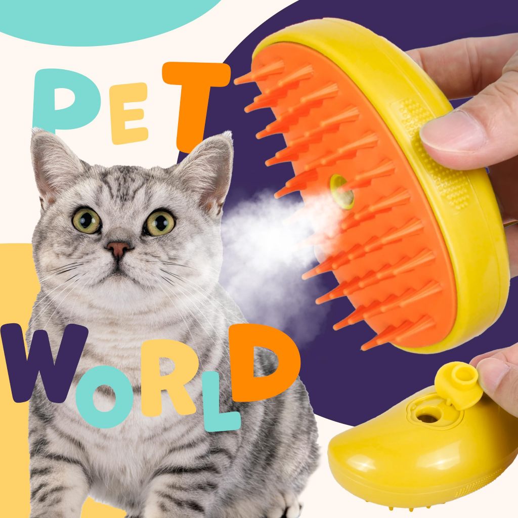 3 In1 Steamy Dog Brush Electric Spray Cat Hair Brush Dog Steamer Brush ...