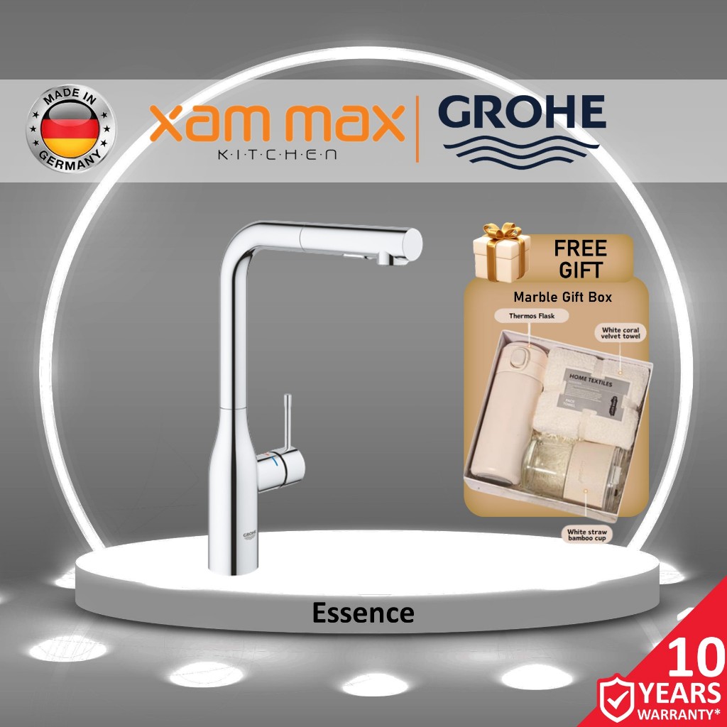 Grohe 30270000 Essence Pull-Out Single Lever Kitchen Sink Hot Cold 1/2 ...