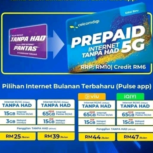 CelcomDigi Prepaid Unlimited 5G Edisi Biru (Celcom) | Shopee Malaysia