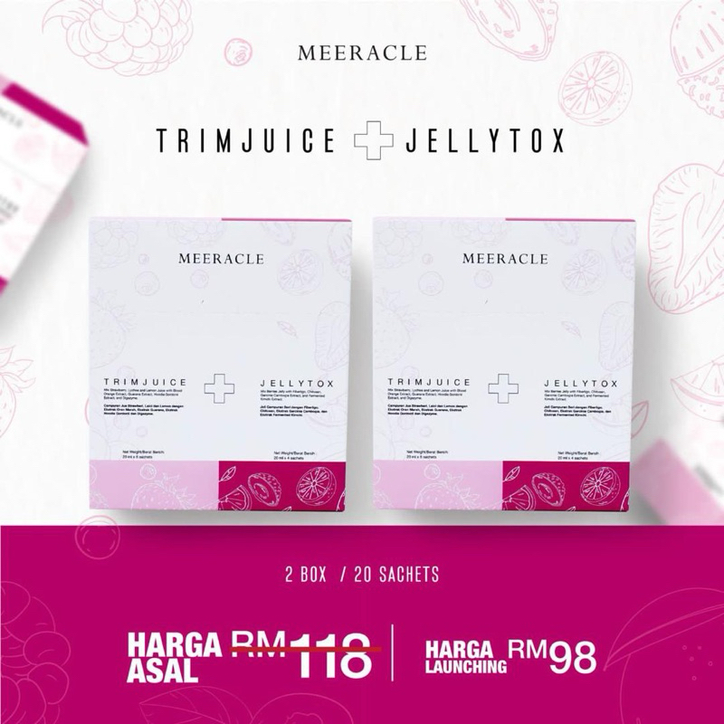 FLASH DEAL‼️MEERACLE TrimJuice + JellyTox Jus Kurus Detox (2BOX ...