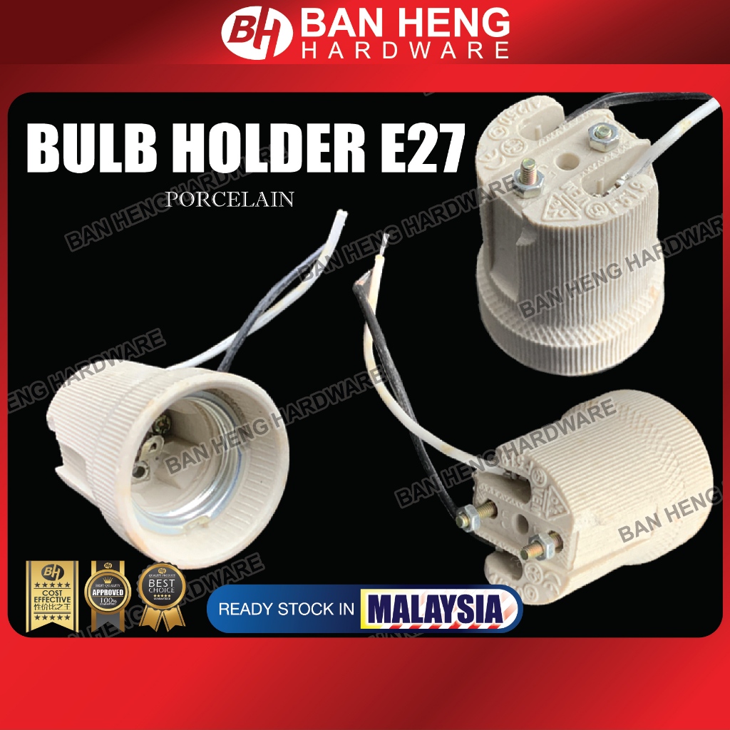 E27 PORCELAIN LAMP HOLDER CERAMIC BULB HOLDER WITH WIRE | Shopee Malaysia
