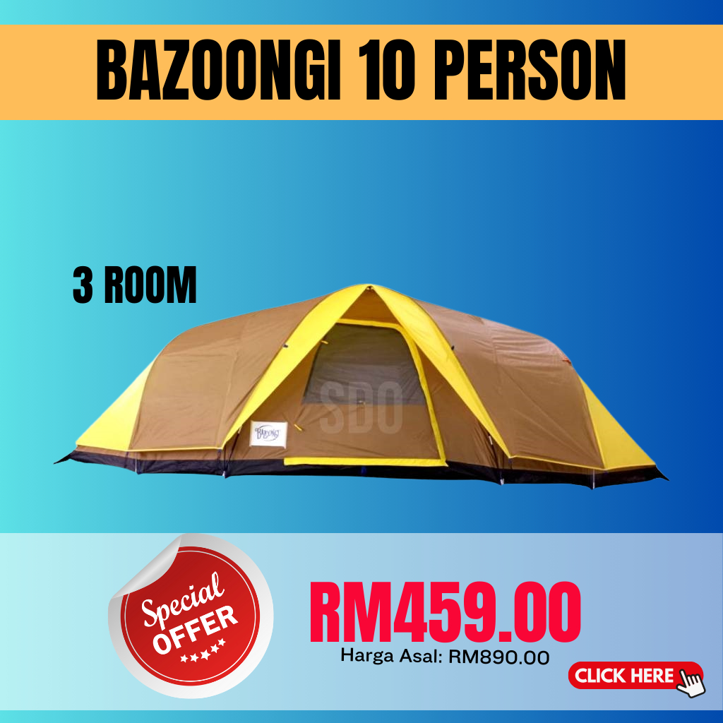 Bazoongi 3 Room Family Camping Tent (10 Person) | Shopee Malaysia