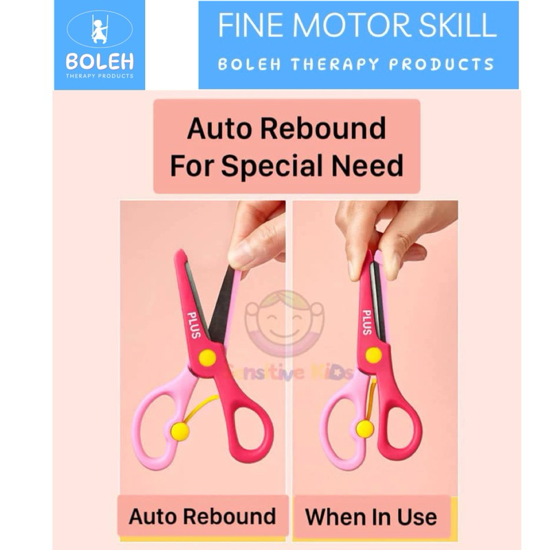 BOLEH Kids Safety Scissors With Automatic Rebound for Fine Motor Skill ...