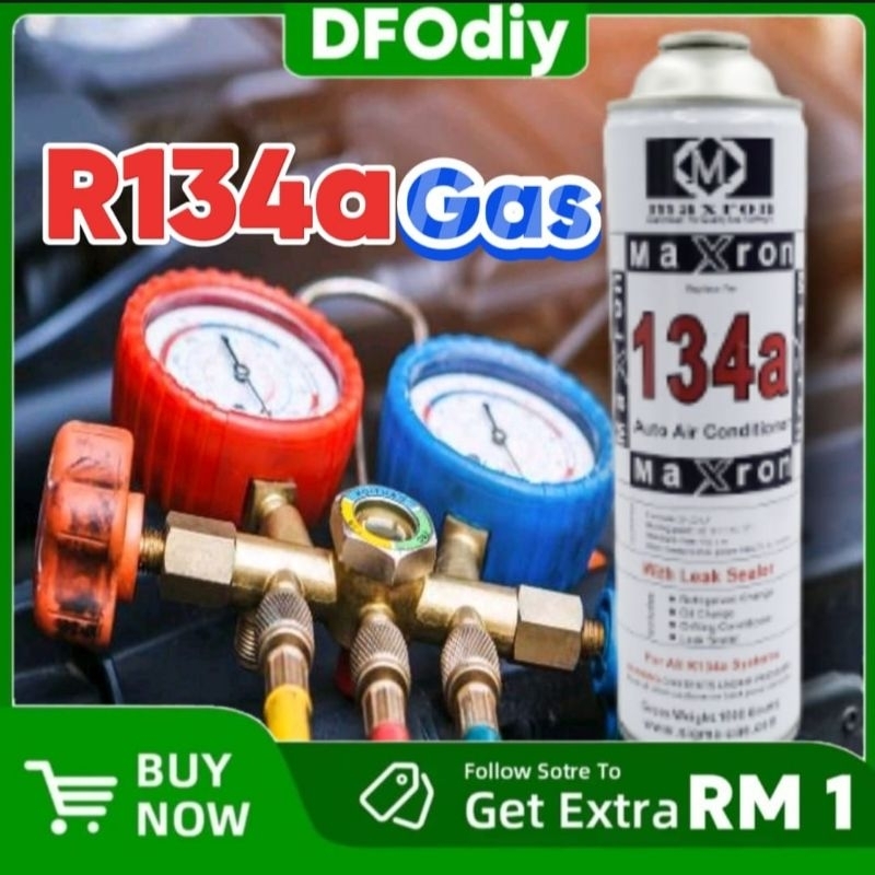 DFOdiy R134a Gas R134a MAXRON R134a Aircond Refrigerant Gas Car Refrigerator Kereta Penyaman ...