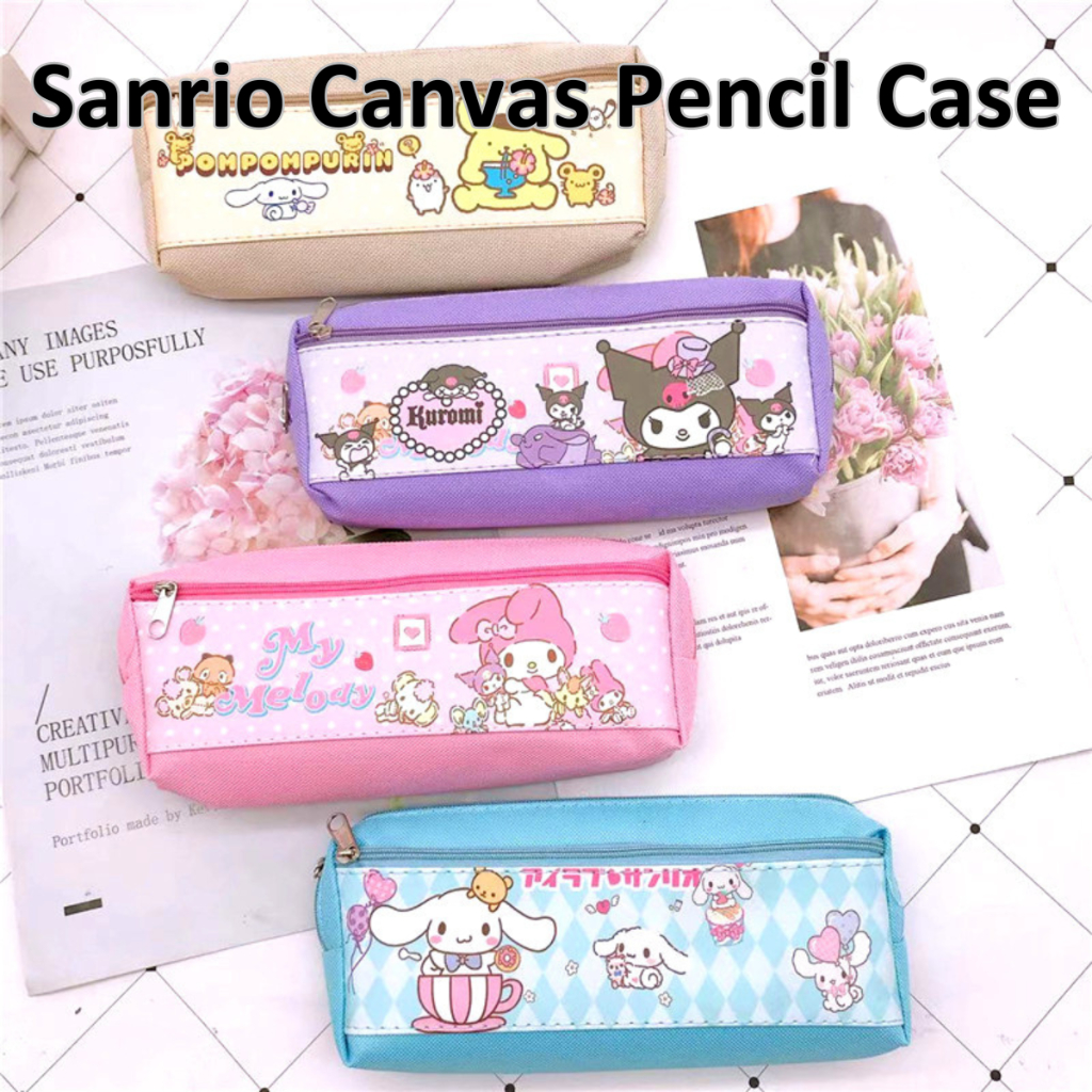 Sanrio Canvas Pencil Case Kuromi Melody Cinnamoroll Pompompurin Pencil ...