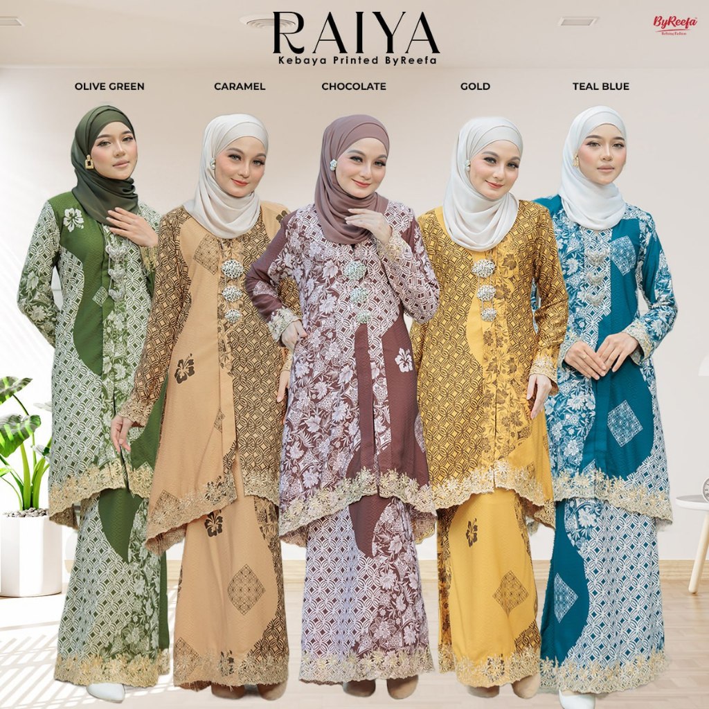 [Raya 2024] Kebaya RAIYA ByReefa Collection | Kebaya Printed Sulam ...