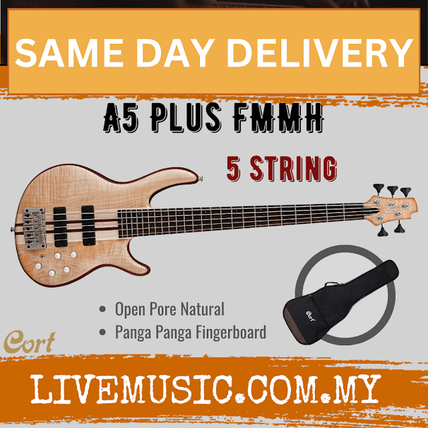 Cort A5 Plus FMMH 5-String Bass Guitar Rosewood Fretboard with Bag - Open Pore Natural (A-5/A 5 ...