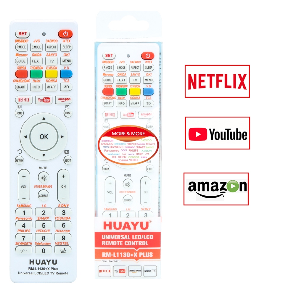 HUAYU UNIVERSAL TV REMOTE RM-L1130+X PLUS Led Tv Lcd Tv Plasma Tv Universal Tv Remote Control ...