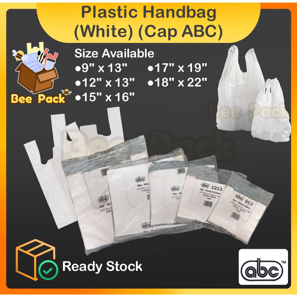 White T-Shirt Bag /Plastic Handbag /Plastik Dobi /Plastik Beg Tangkai ...