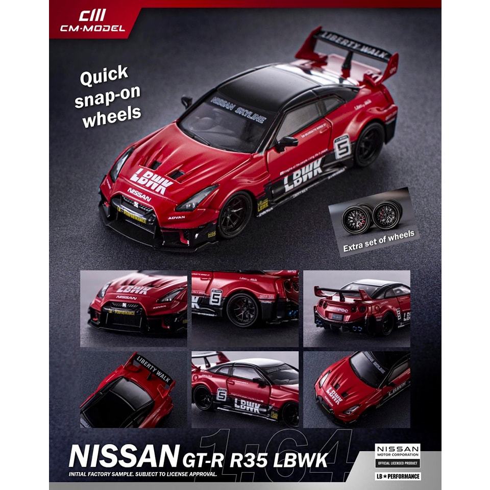 CM MODEL 1/64 NISSAN LBWK GT-R R35 SUPER SILHOUETTE 35GT-RR RED #5 ...