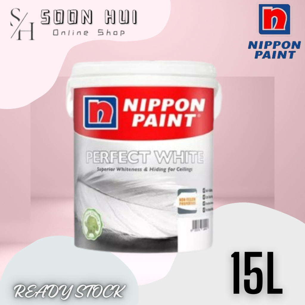 NIPPON PAINT 15L Perfect White Interior Paint Ceiling Paint Matt/Cat ...