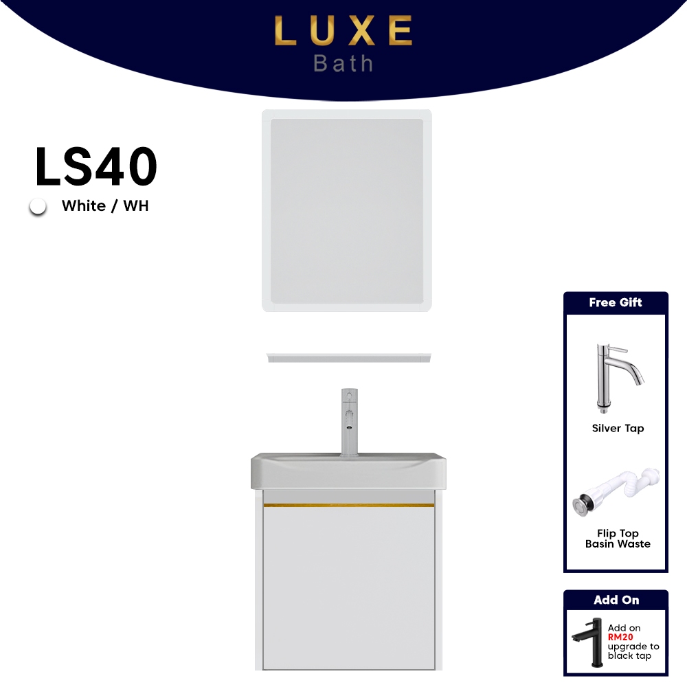 LUXE Bath Aluminum Bathroom Cabinet Basin Set Ceramic Sink with Mirror ...