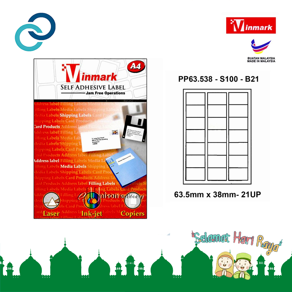Vinmark (I) A4 Simili Paper Sticker Label With Die Cut 100 Sheets ...