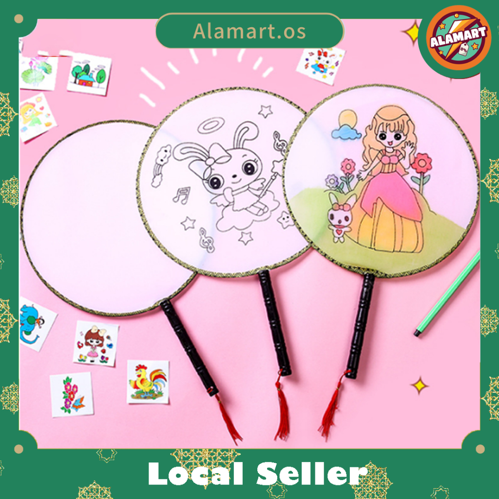 DIY children's hand-painted fans (6 pieces) | Shopee Malaysia