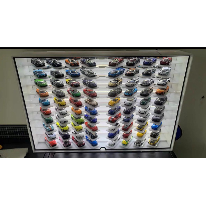 80 Slot Arcylic 1/64 Diecast Car Display Rack Case With LED Lights And ...