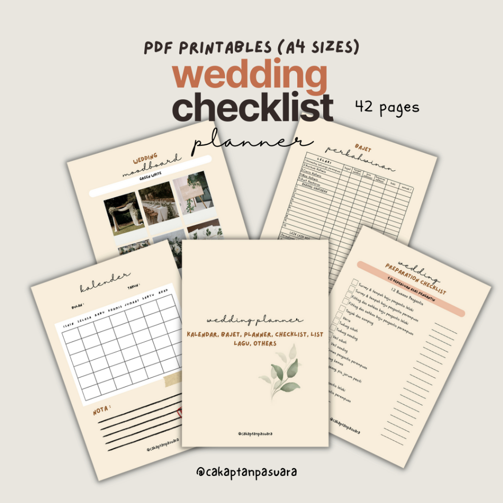 Wedding Checklist Digital Planner Journal Template Kahwin Murah ...