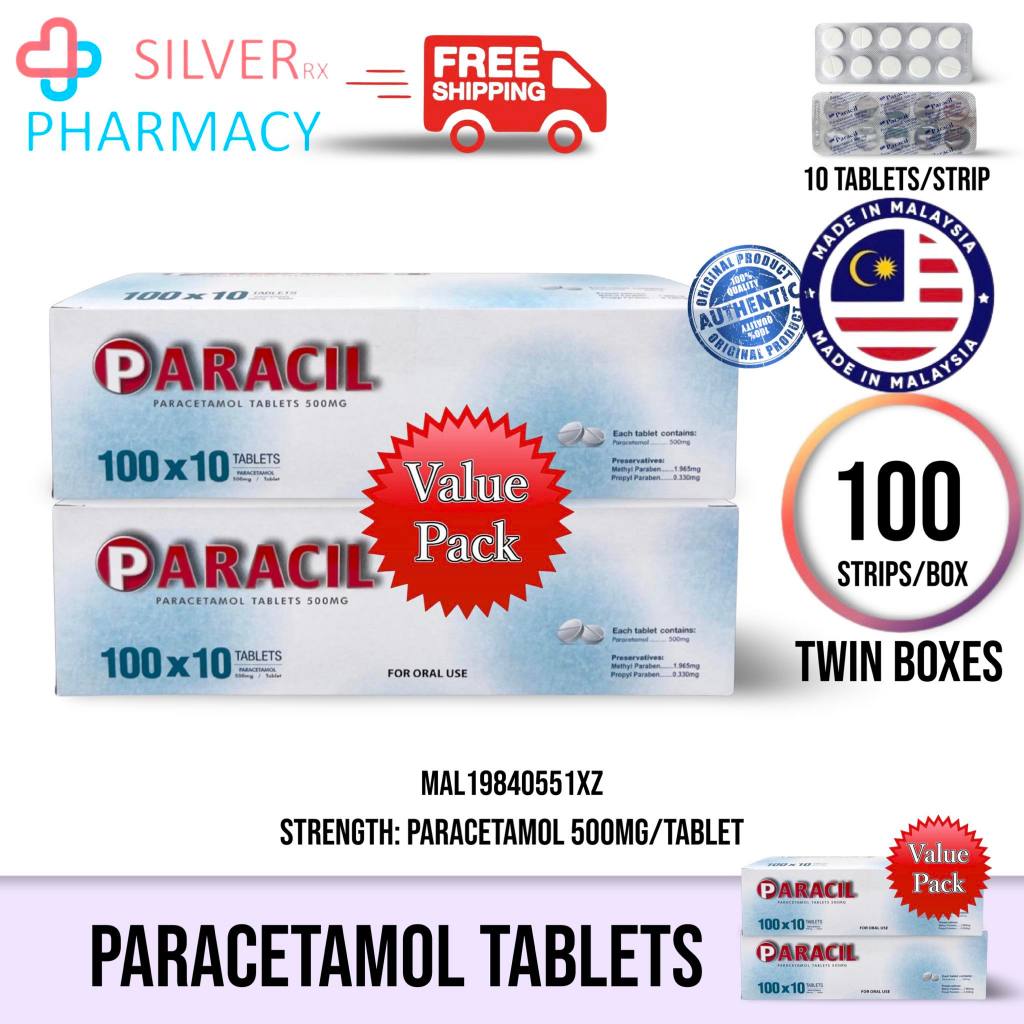 [Exp 09/2027] Paracil Paracetamol 500mg Tablets 1000's | Shopee Malaysia
