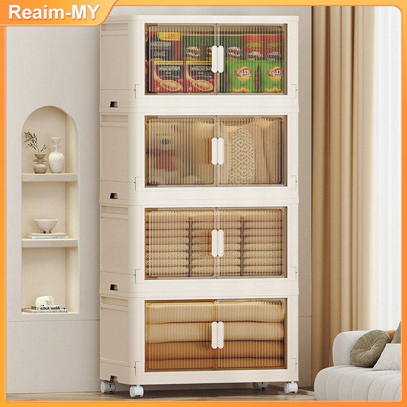New Large Space Transparency Almari Baju Plastik Cabinet Storage Box ...