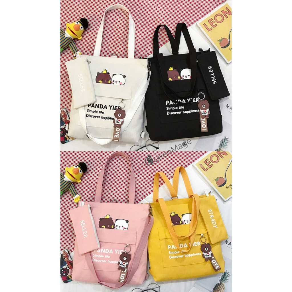 QMage Tote Beg Totebag Hand Beg PandaTote Bag Cute Tote Bag Murah Bag ...
