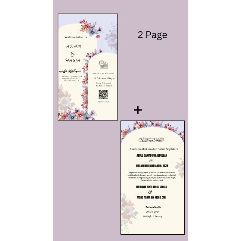 Kad Kahwin Digital/ Kad tunang digital/ Kad Akikah Digital/ Kad Tahlil Akikah / Kad Nikah ...