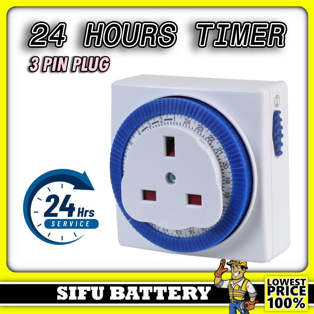 13A 220V 24 Hour 3 Pin Plug In Timer Plug Switch Socket | Shopee Malaysia