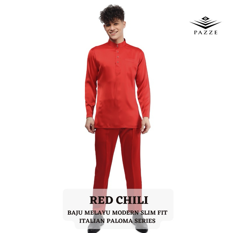 🔥Restock🔥 Pazze Baju Melayu Modern Slim Fit (Burgundy Maroon Chilli Red ...