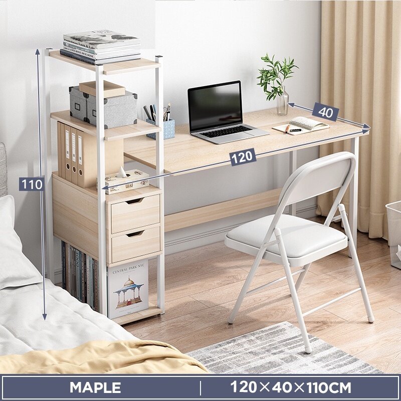 MT Computer Table Meja belajar Bookshelf Study Table With Side ...