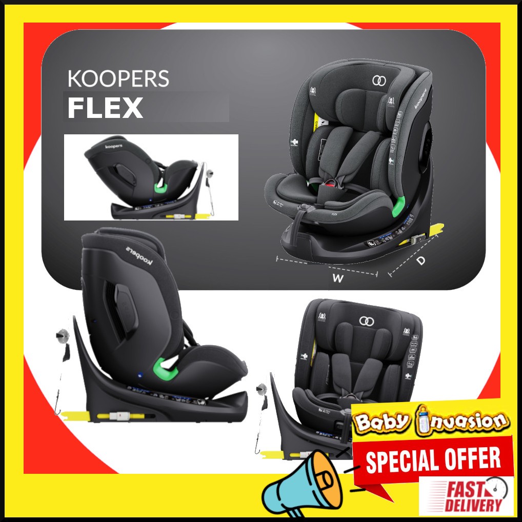 [6 years warranty, 1 to 1 Crash Exchange] Koopers Flex 360 Spin ISOFIX i-Size Baby Car Seat (For ...