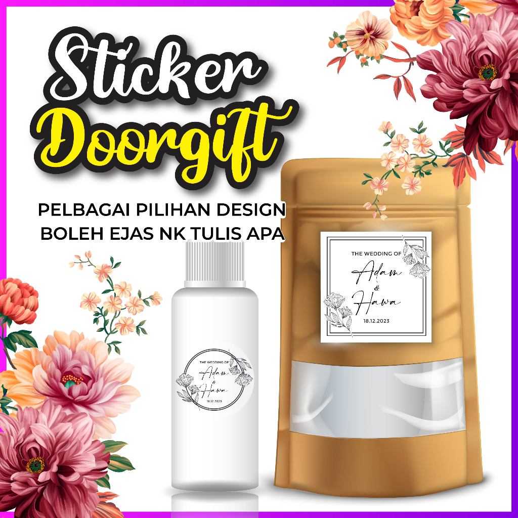 100pcs Sticker Doorgift Kahwin / Sticker Wedding / Sticker Produk ...
