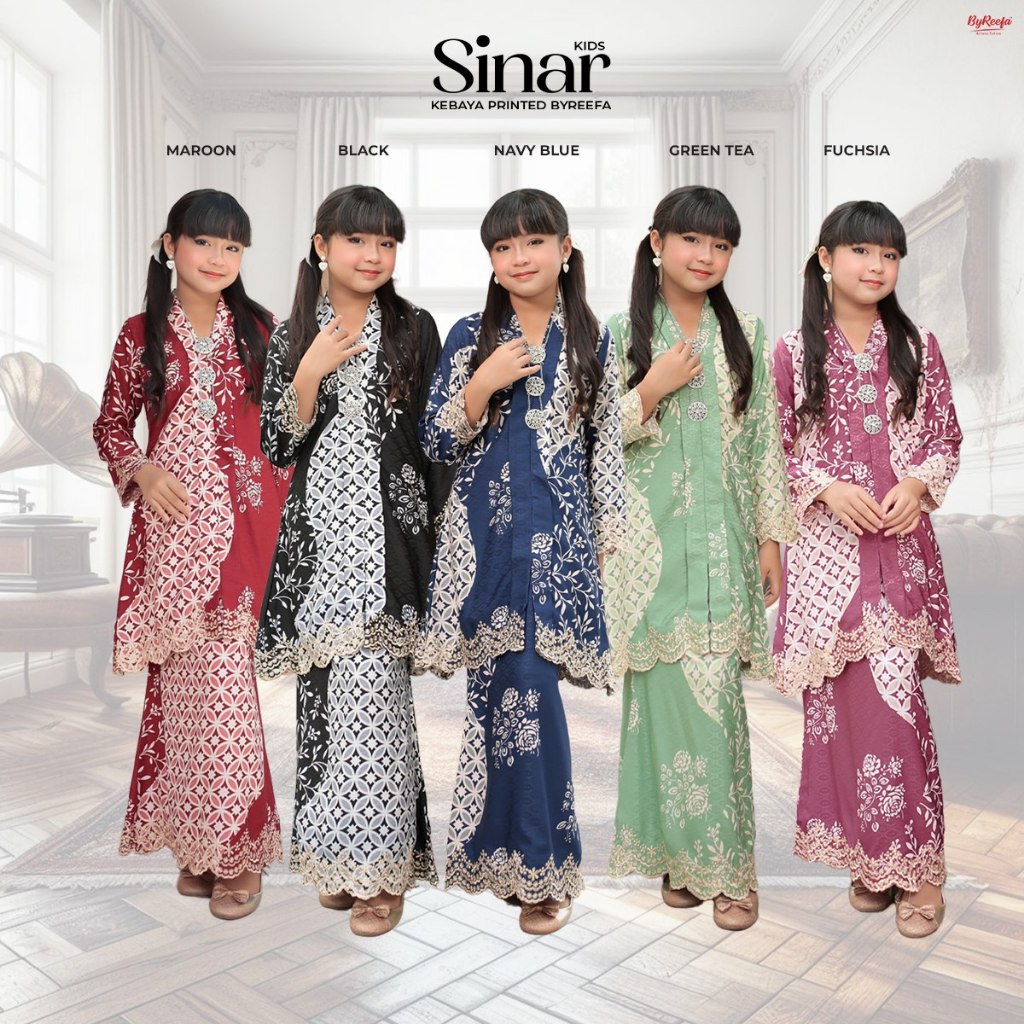 [Raya 2024] Kebaya SINAR KIDS | Kebaya Printed | Material Sutera Dobby ...