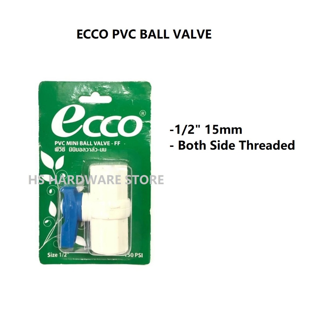ECCO PVC Ball Valve 1/2" Threaded (FF) | Shopee Malaysia